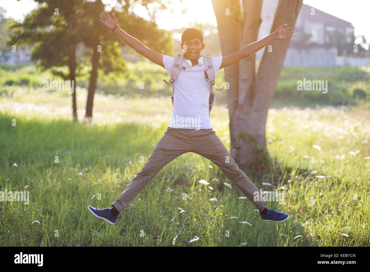 indian teenage male outdoor jumping in joy Stock Photo - Alamy