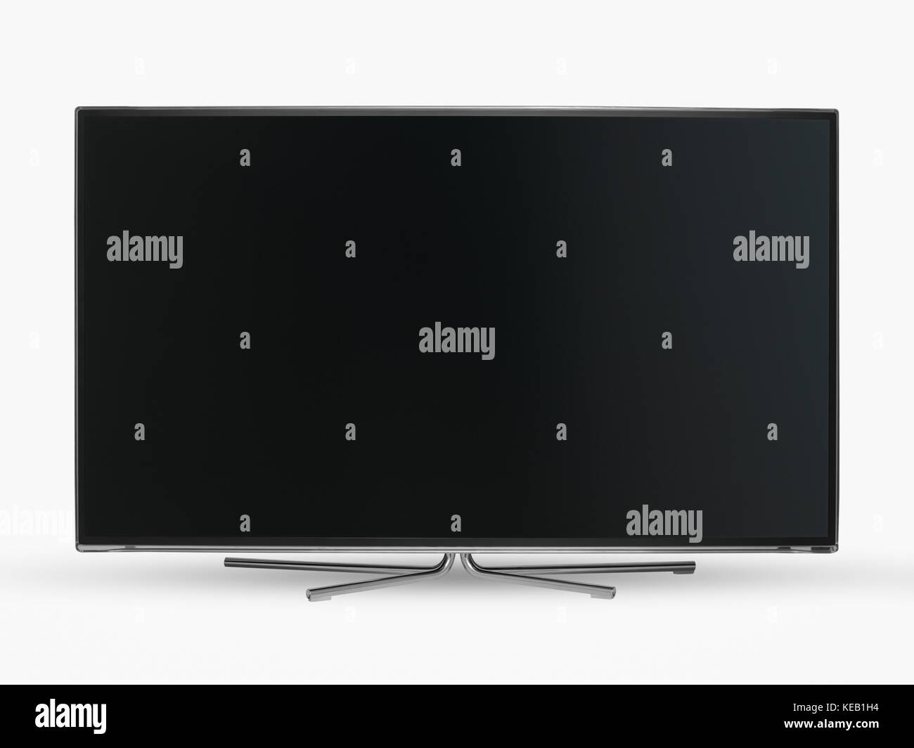 closeup of a modern widescreen LCD TV with flat screen and metal legs ...