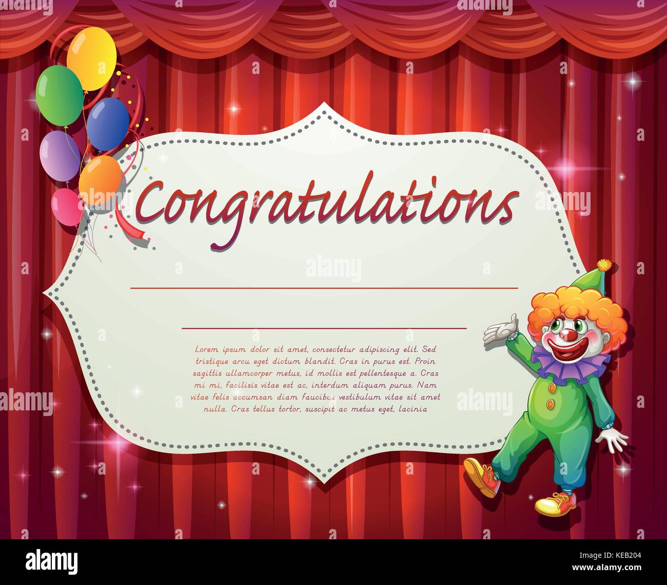 Certificate with clown and balloons background Stock Vector Image & Art ...