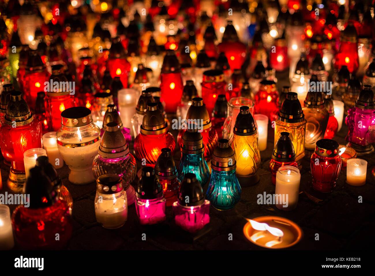 Memory candles burning in night hi-res stock photography and images - Alamy