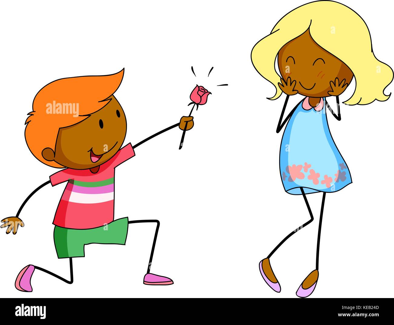 Boy giving rose girl Stock Vector Images - Alamy