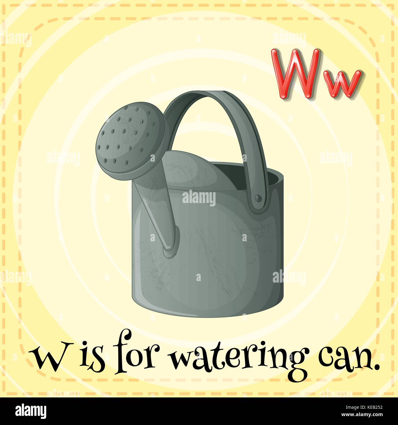 Flashcard letter W is for watering can Stock Vector Image & Art - Alamy
