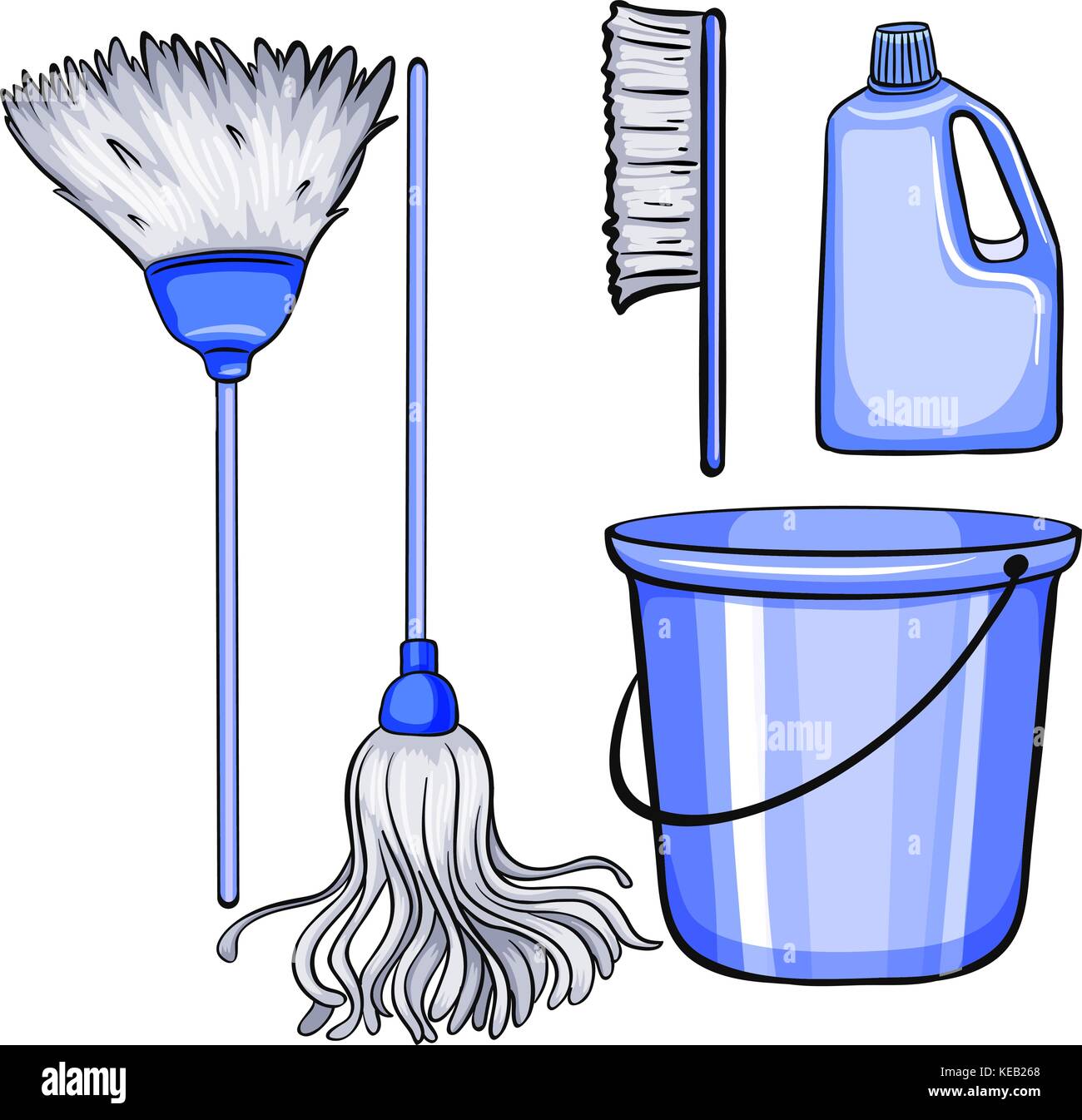 Blue broom cleaning on Stock Vector Images - Alamy