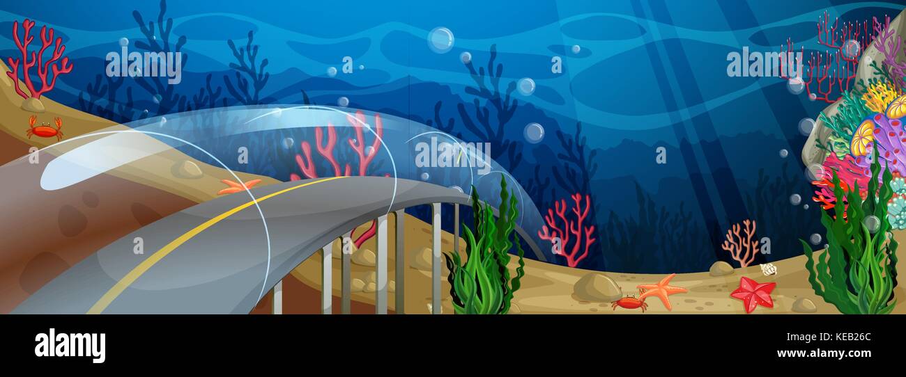Road in glass tunnel underwater Stock Vector Image & Art - Alamy
