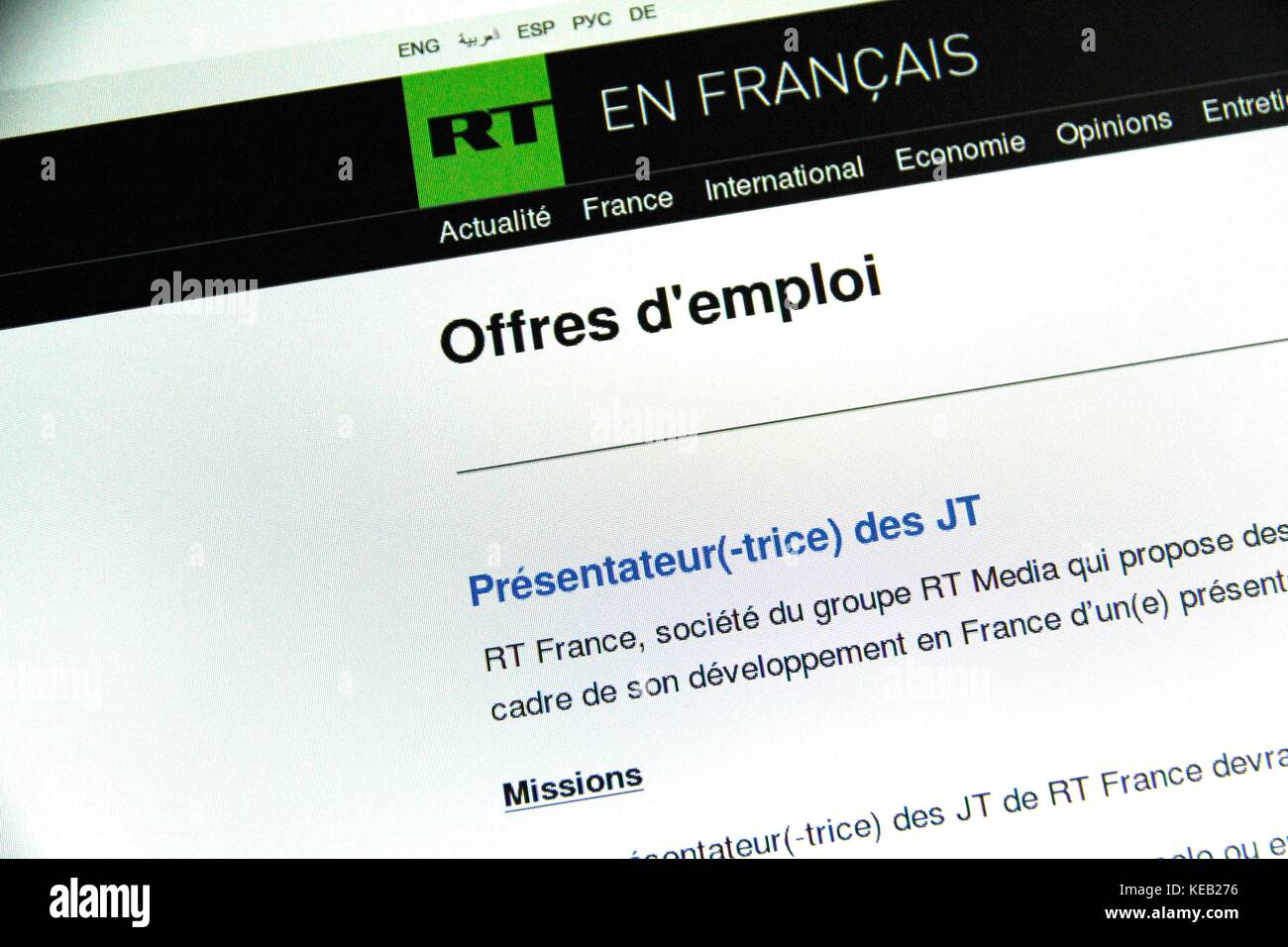 Media website Russia Today (RT). Russia Today news channel arrives in ...