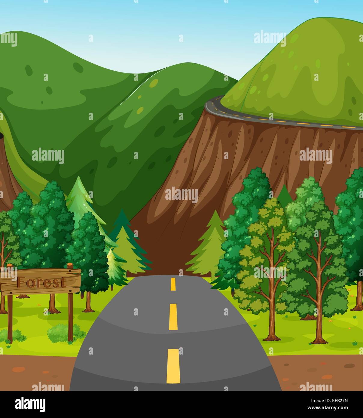 Landscape empty road trees Stock Vector Images - Alamy