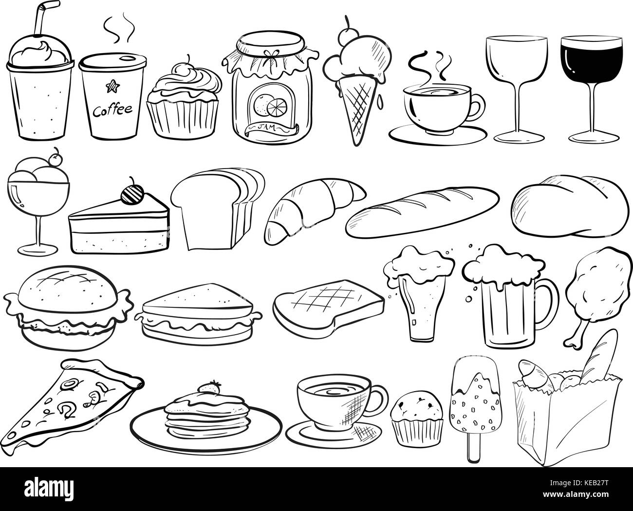Food doodles hi-res stock photography and images - Alamy