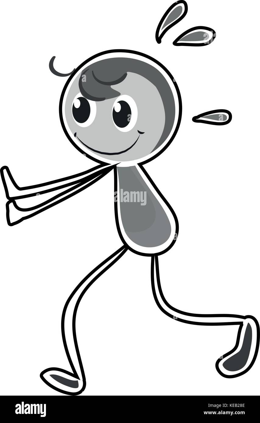 Doodle happy person pushing something Stock Vector Image & Art - Alamy
