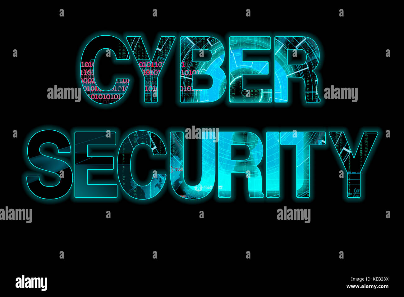 cyber security laser writing on a black background Stock Photo - Alamy