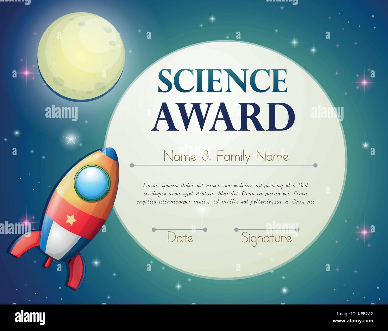 Certification for science award with space background Stock Vector ...