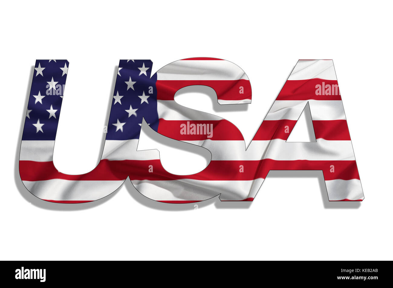 text usa flag isolated on white background and shadow Stock Photo - Alamy