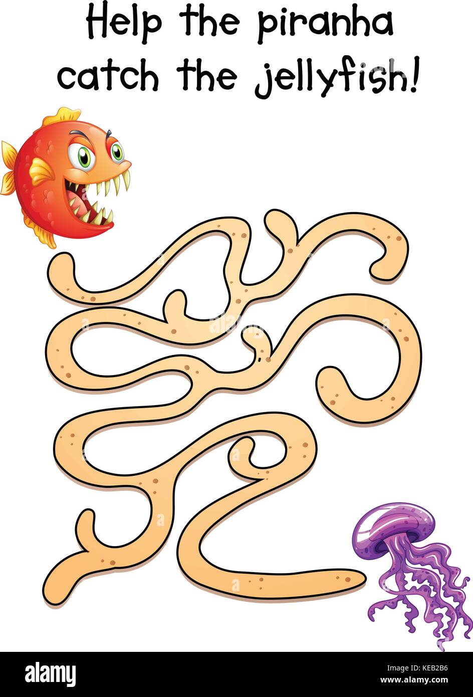 Illustration of a puzzle game with fish and jellyfish Stock Vector ...