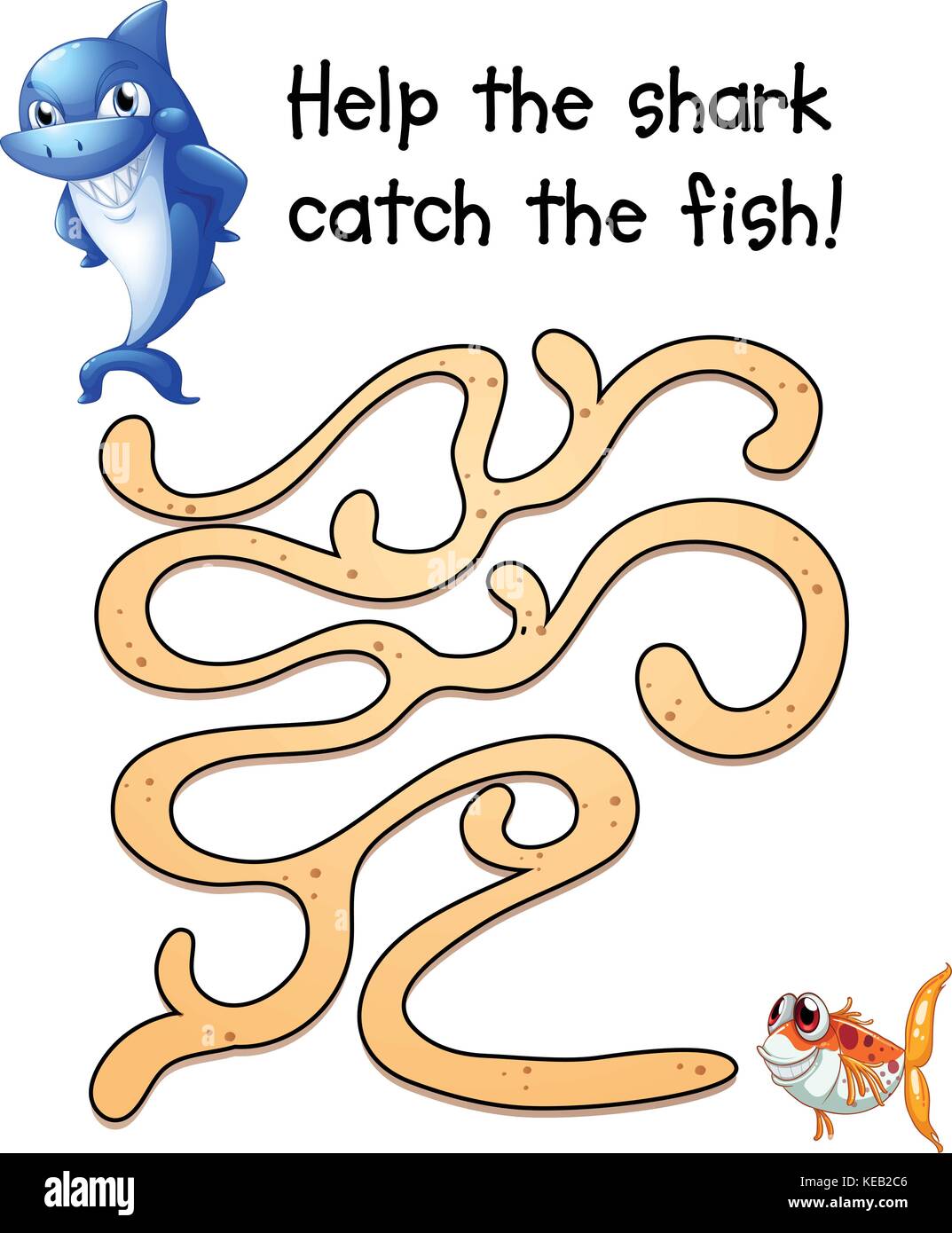 Illustration of a puzzle game with shark and fish Stock Vector Image ...