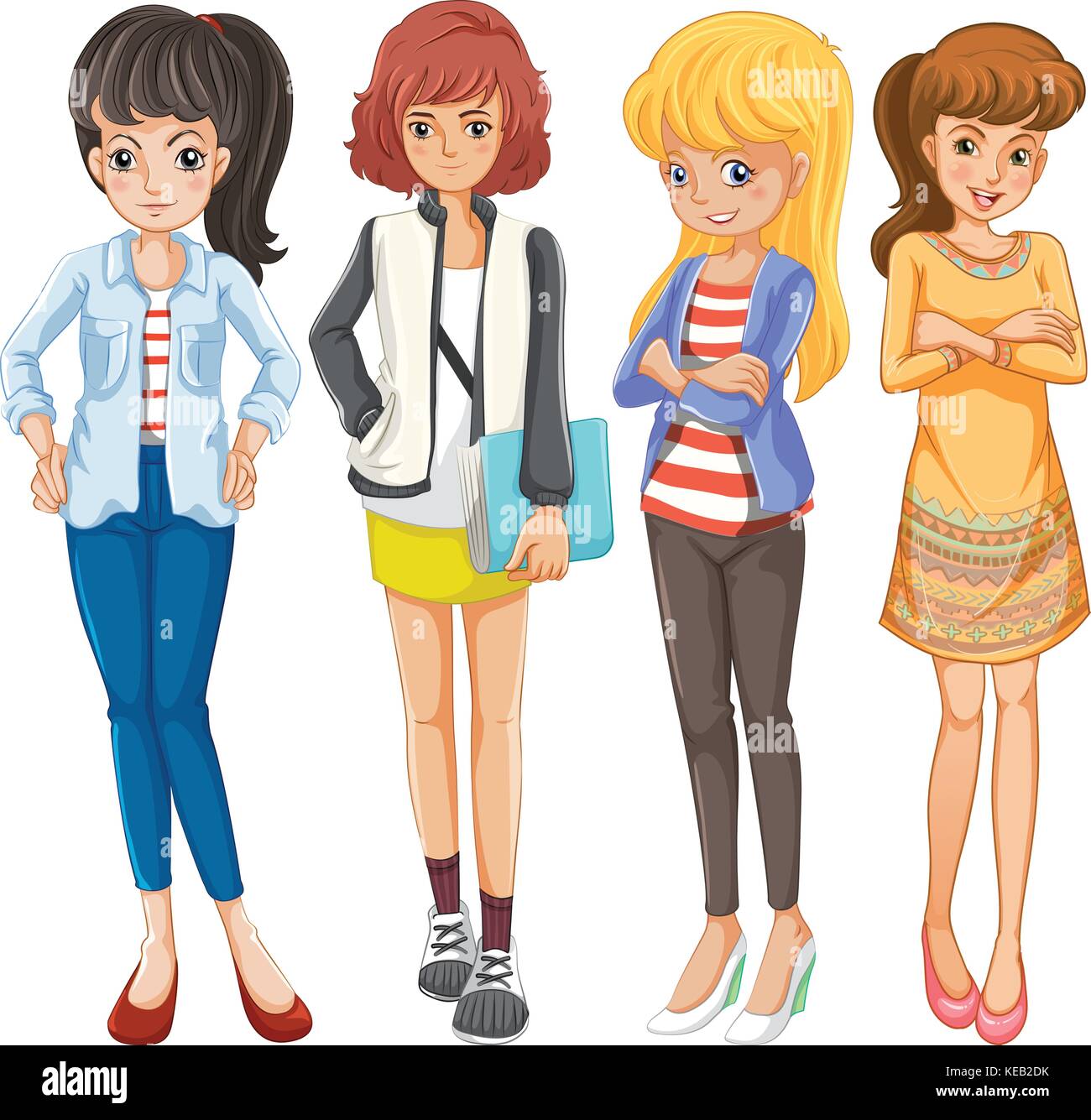 Four Cartoon Girls