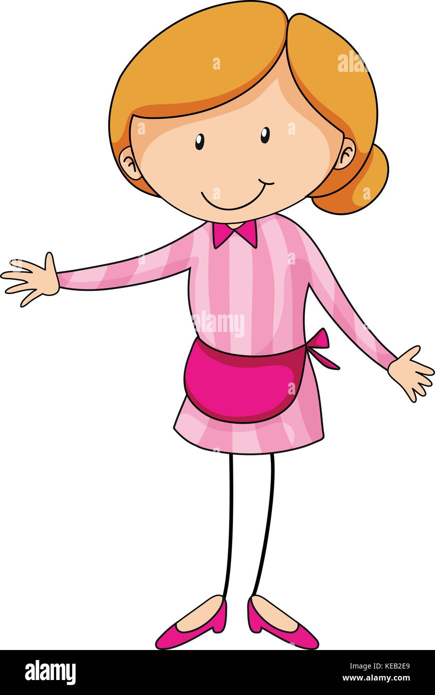 Close up waitress in pink uniform Stock Vector Image & Art - Alamy
