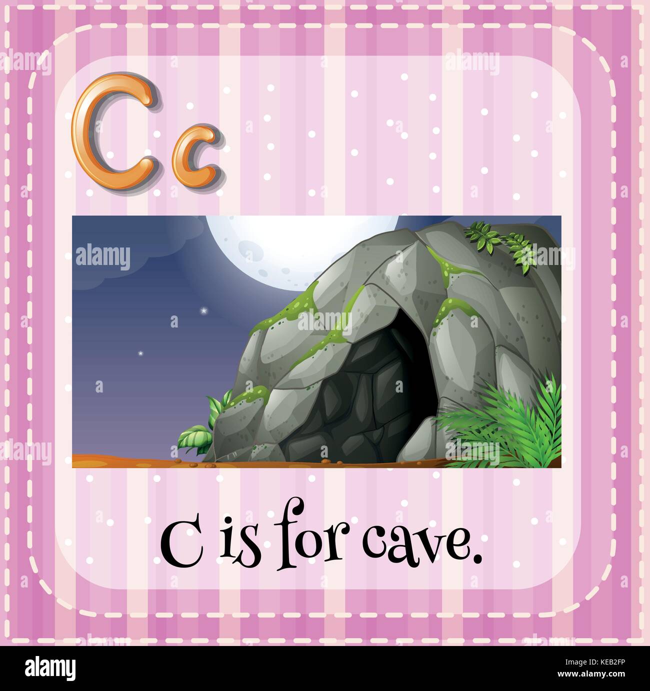 Alphabet C is for cave with pink background Stock Vector Image & Art ...