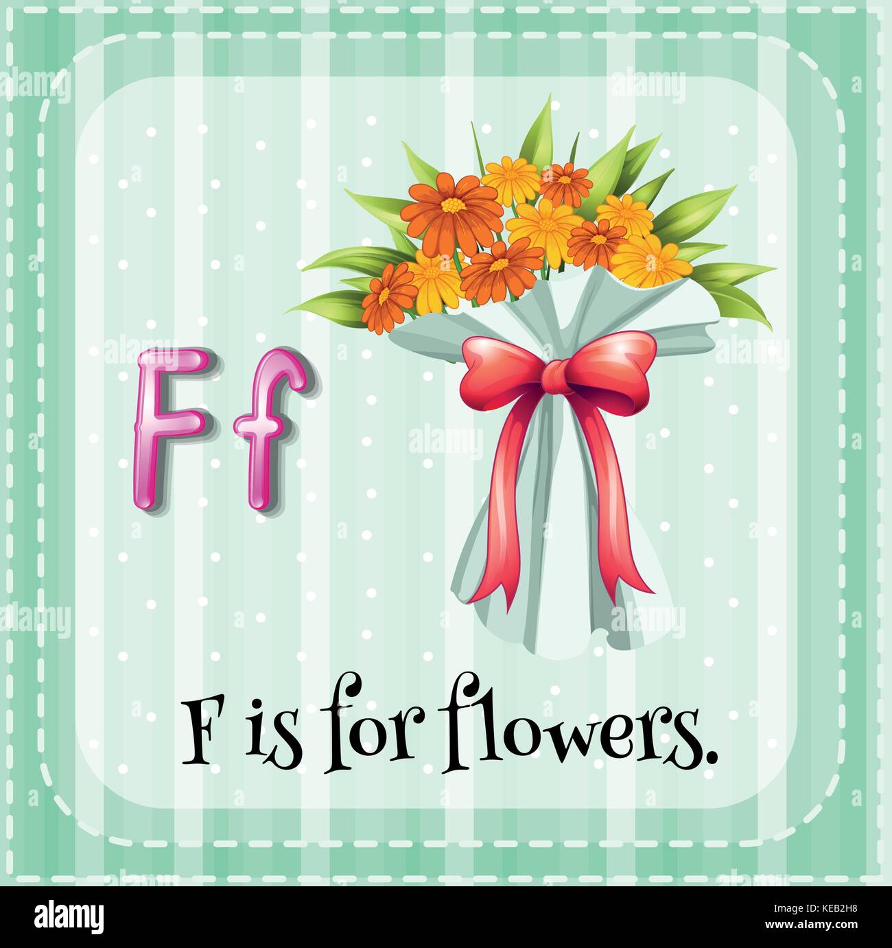 Flashcard letter F is for flowers with green background Stock Vector ...