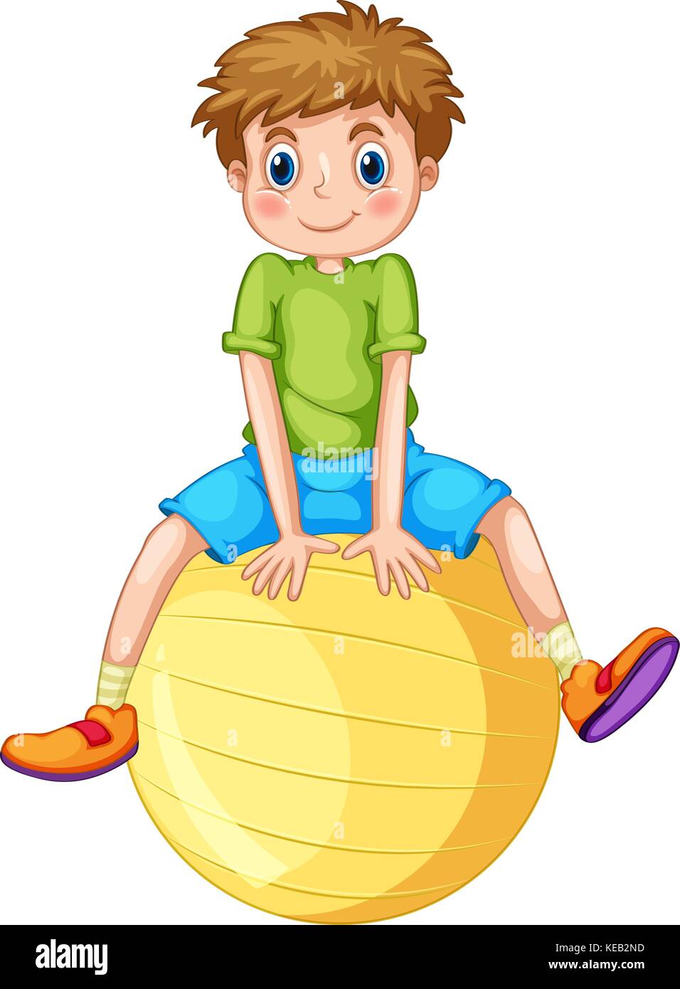 Little boy sitting on a yellow ball Stock Vector Image & Art - Alamy