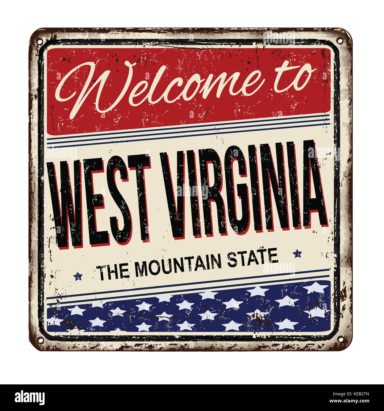 Welcome to West Virginia vintage rusty metal sign on a white background ...