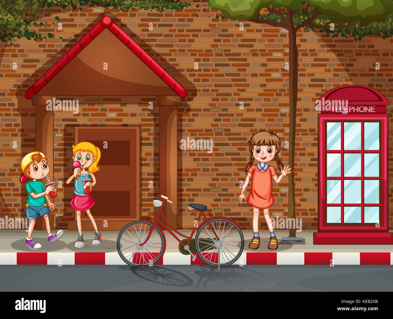 Children hanging out by the street Stock Vector Image & Art - Alamy