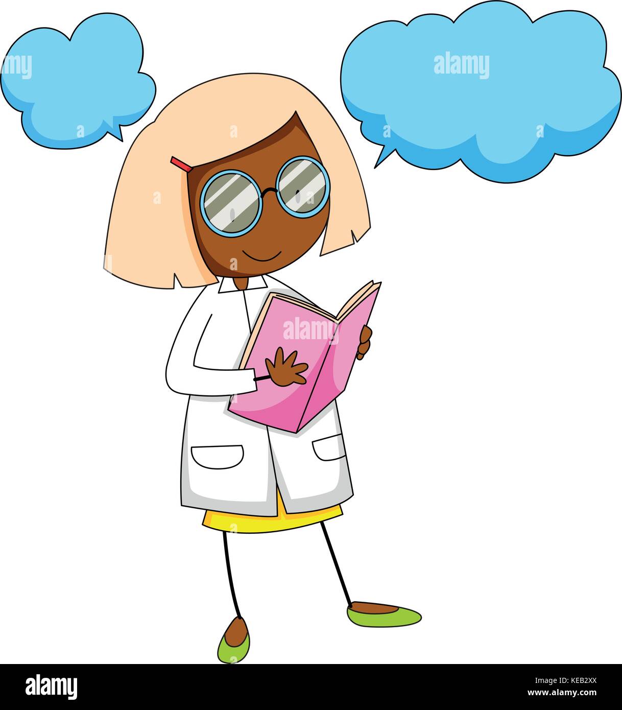 Female scientist reading a textbook alone Stock Vector Image & Art - Alamy