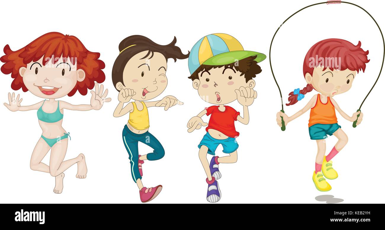 Many children in different actions Stock Vector Image & Art - Alamy