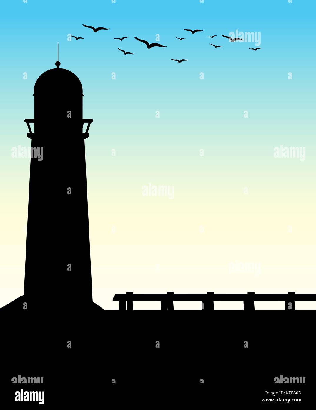 Lighthouse pier silhouette Stock Vector Images - Alamy