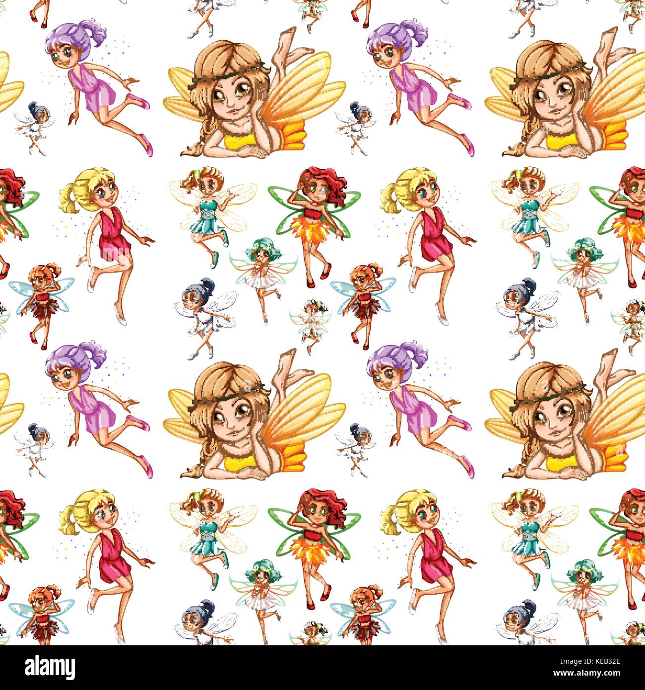Seamless fairies in different position Stock Vector Image & Art - Alamy