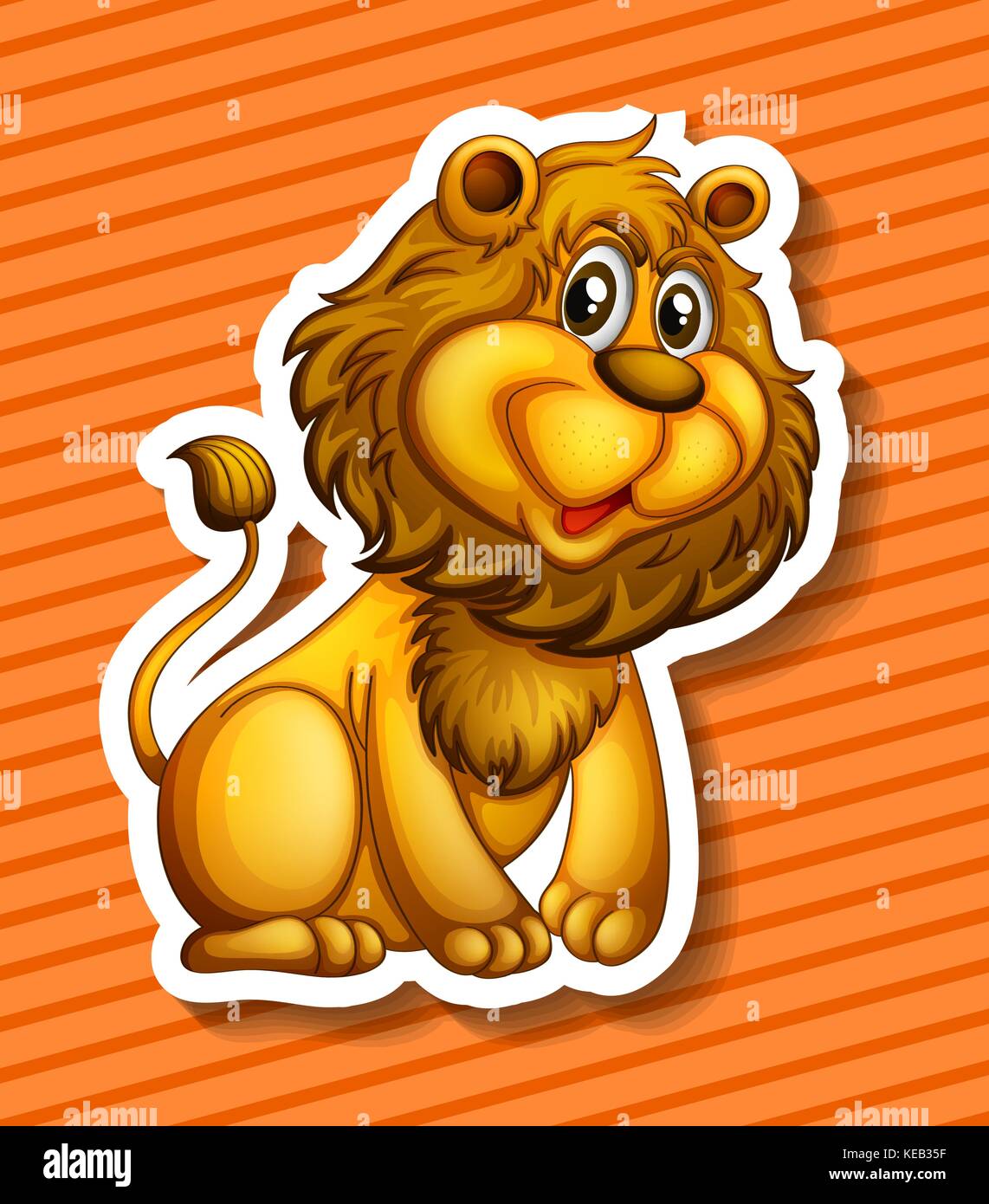 Closeup cute lion on orange background Stock Vector Image & Art - Alamy