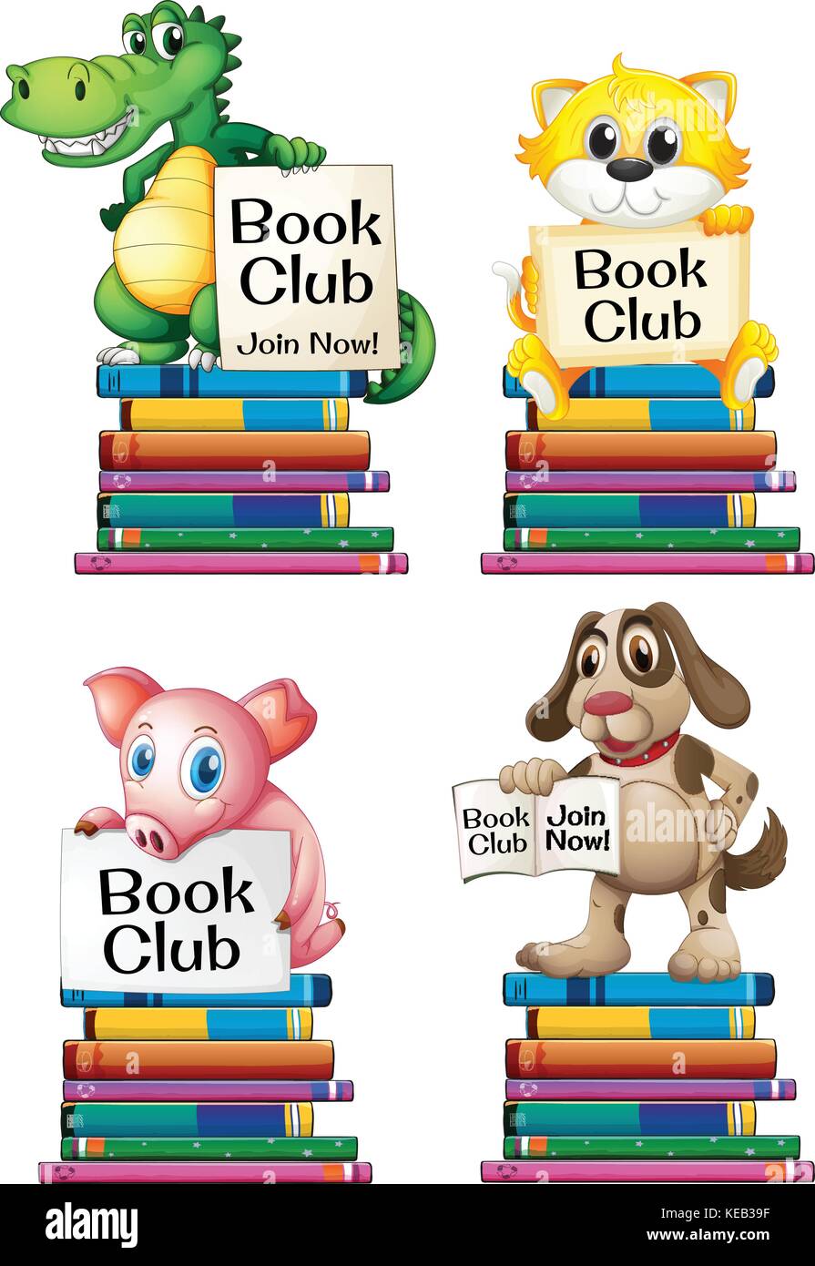 Illustration of different animals and books Stock Vector Image & Art ...
