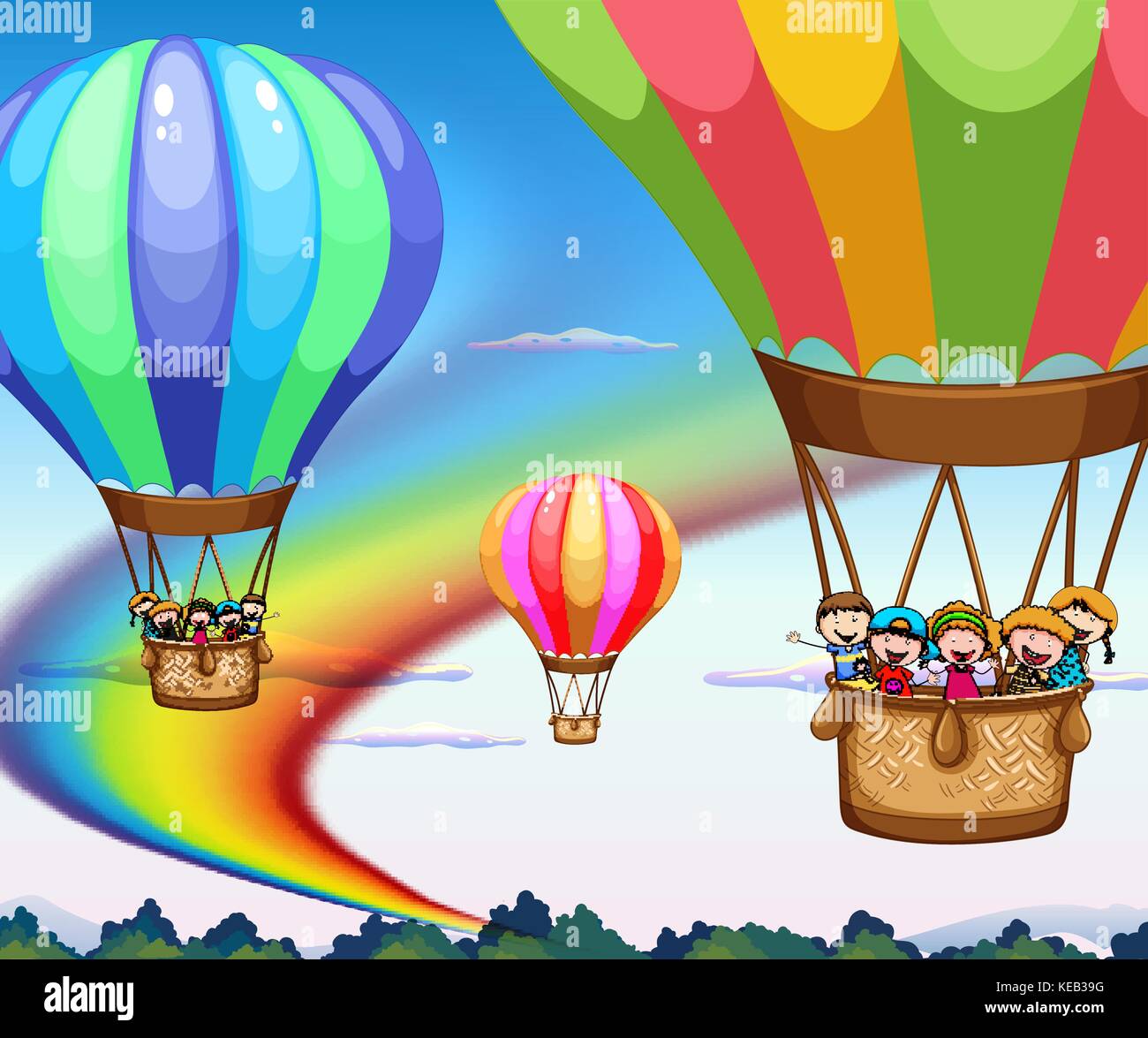 Children riding balloons at daytime Stock Vector Image & Art - Alamy