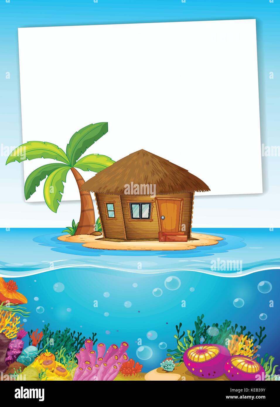 Ocean view with an empty sign for writing messages Stock Vector Image ...