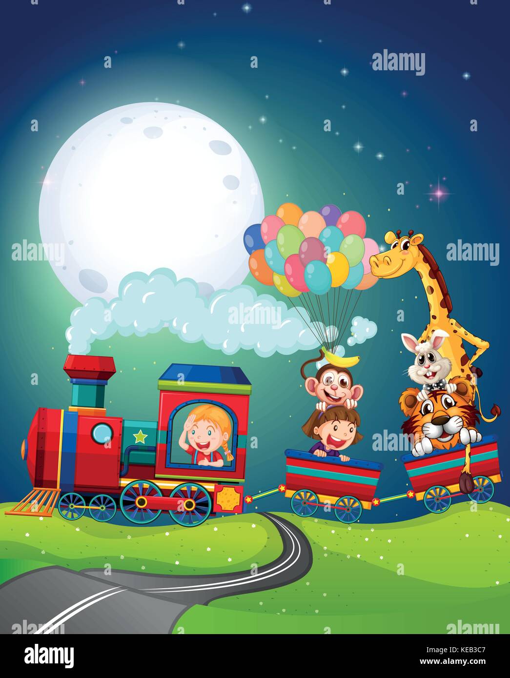 Train ride with children and animals Stock Vector Image & Art - Alamy