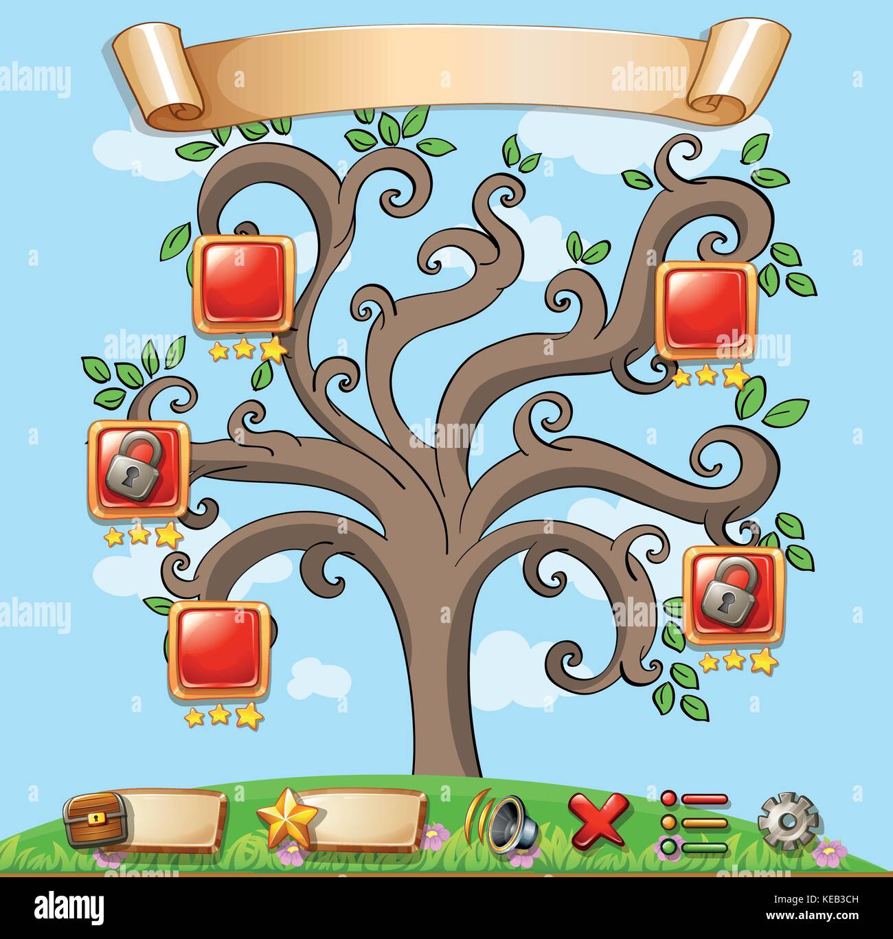 Computer game template with tree in the background Stock Vector Image ...