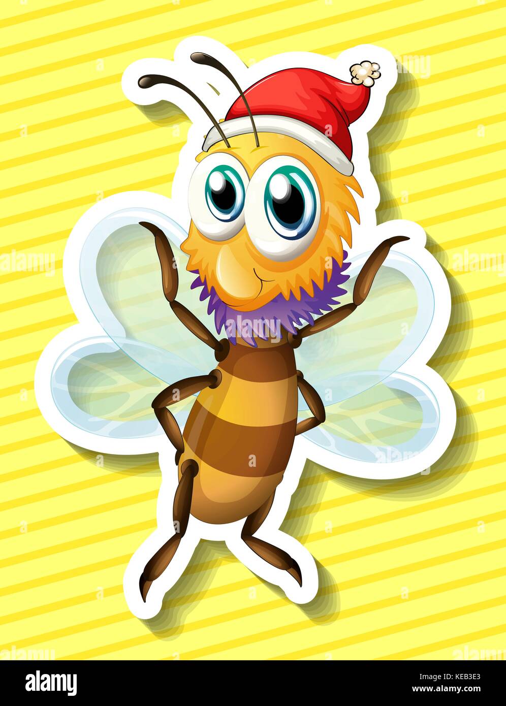 Closeup happy bee flying with yellow background Stock Vector Image ...