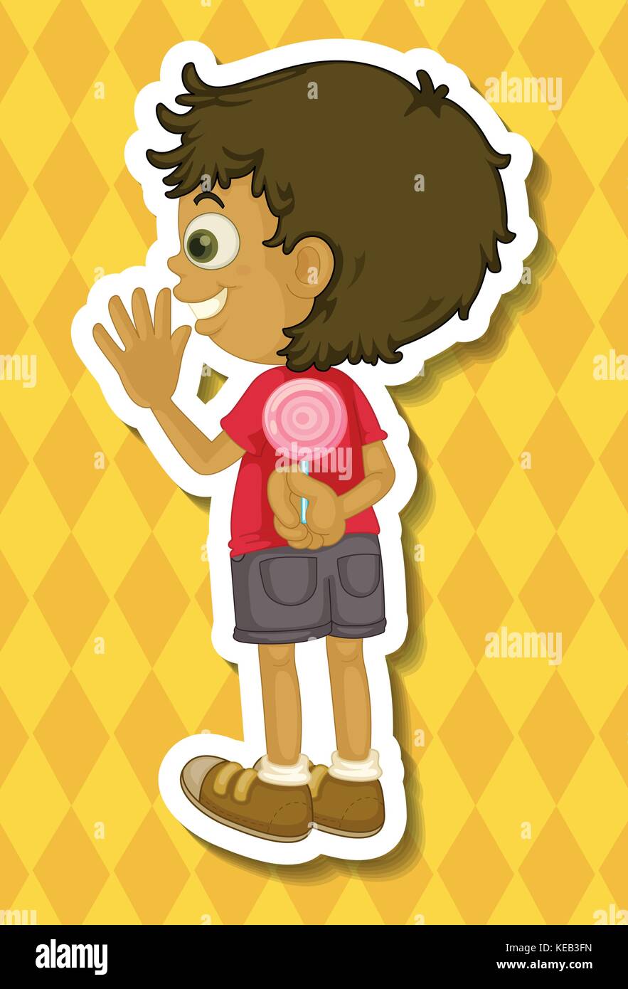 Boy hiding lollipop in the back Stock Vector Image & Art - Alamy
