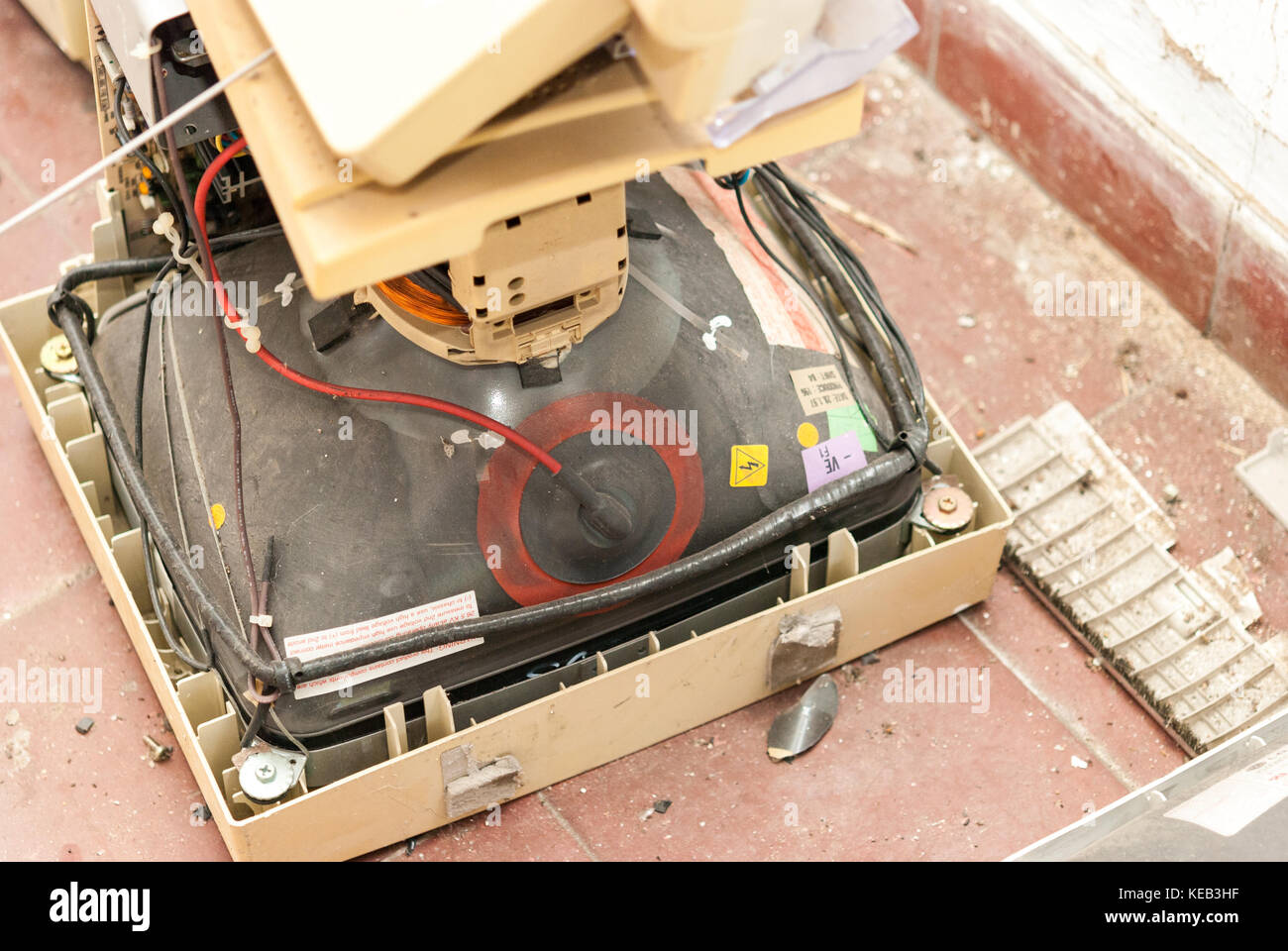 Old broken computers and CRT PC computer monitors (screens Stock Photo ...