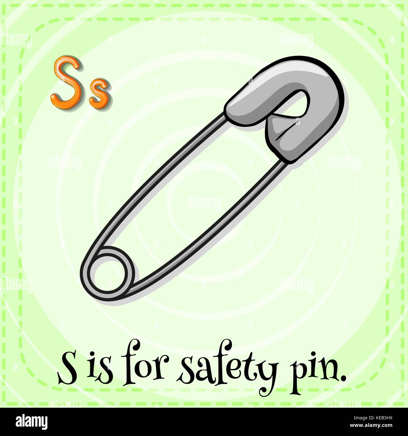 Flash card letter S is for safety pin Stock Vector Image & Art - Alamy
