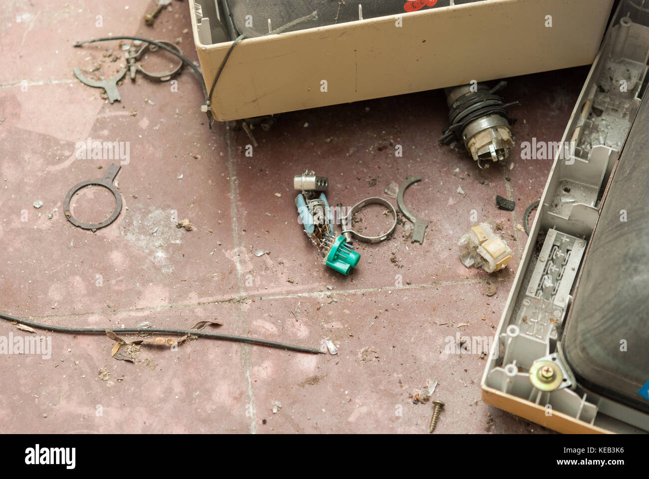 Old broken computers and CRT PC computer monitors (screens Stock Photo ...