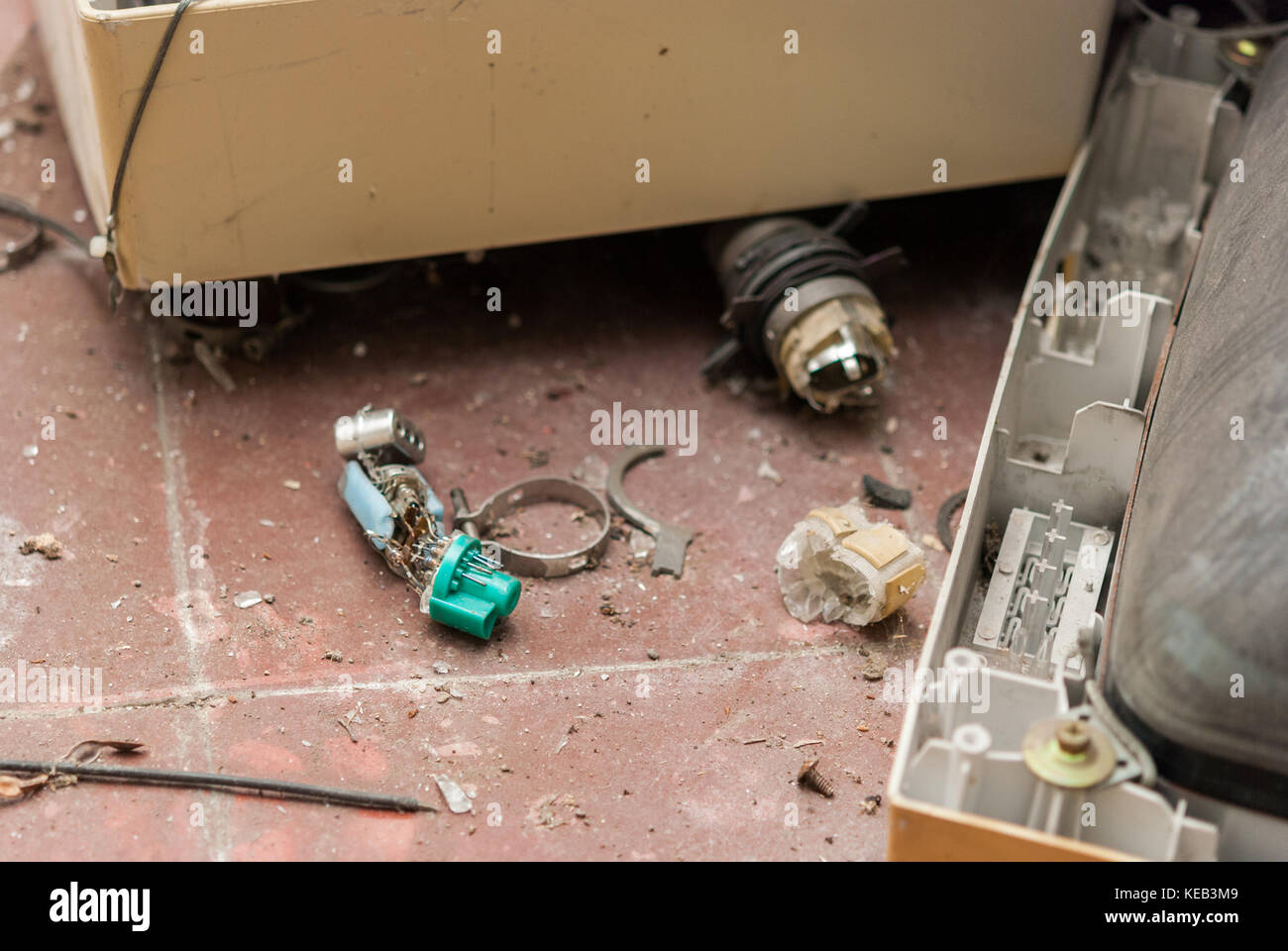 Old broken computers and CRT PC computer monitors (screens Stock Photo ...