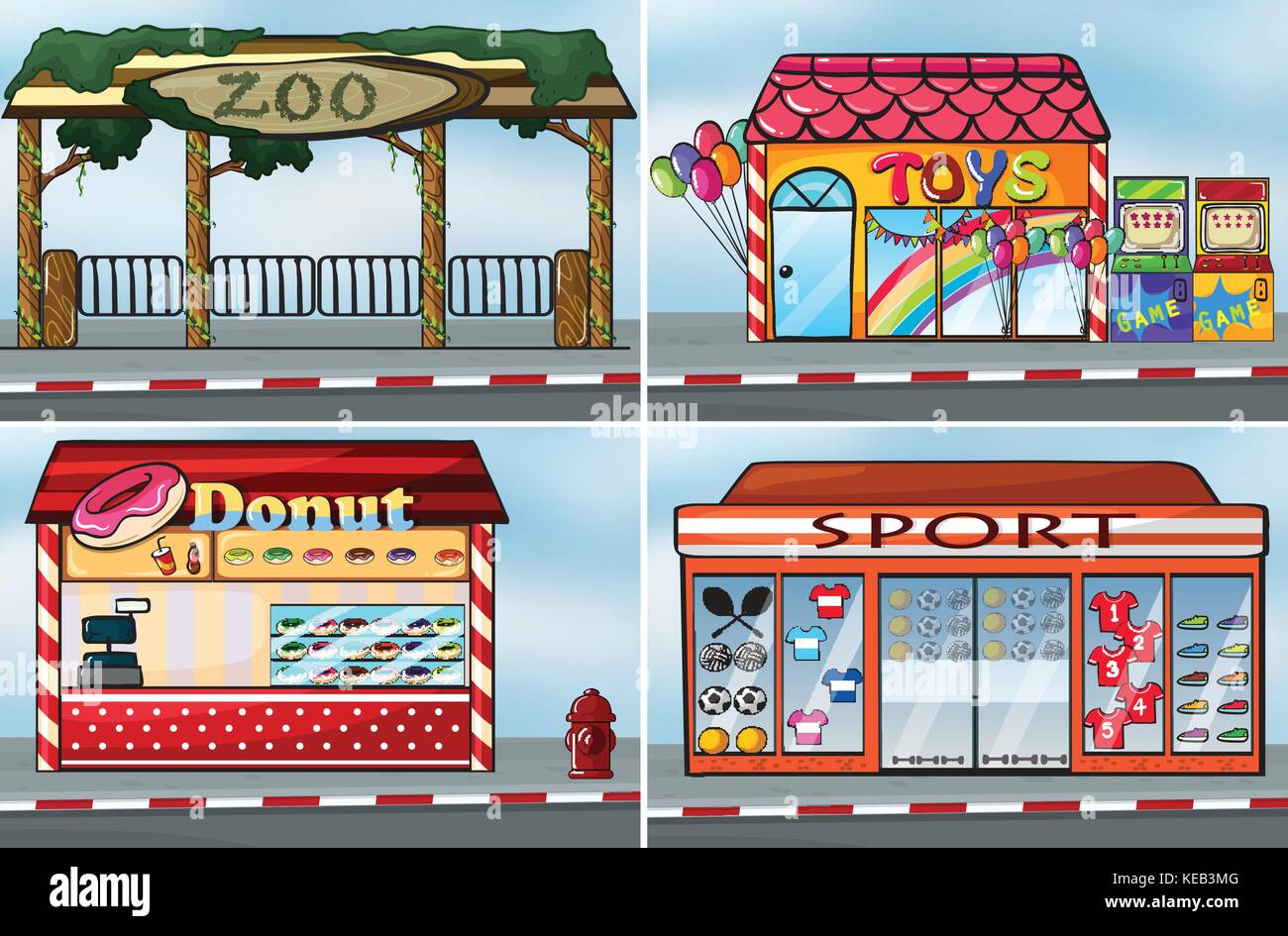 Shops and place in the city at daytime Stock Vector Image & Art - Alamy