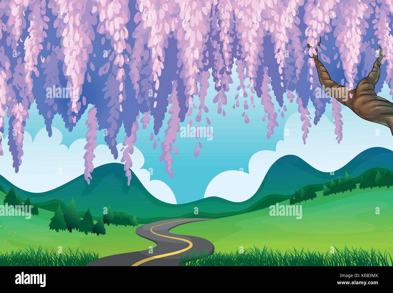 Hills spring countryside outdoors Stock Vector Images - Alamy