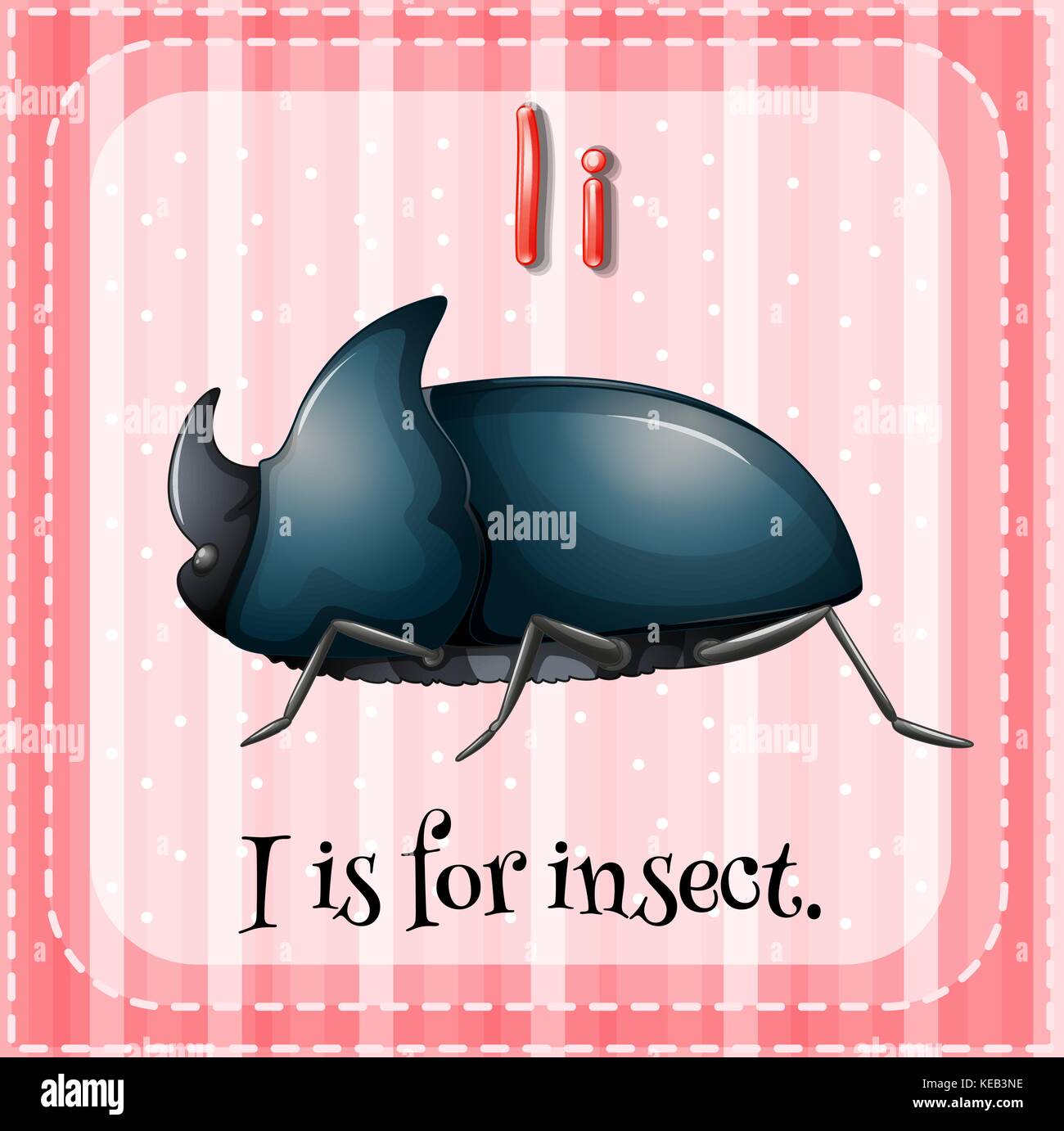 Flashcard letter I is for insect with pink background Stock Vector ...