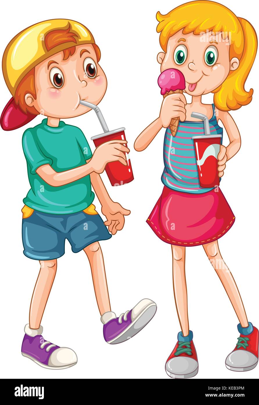 Happy girl ice cream Cut Out Stock Images & Pictures - Alamy