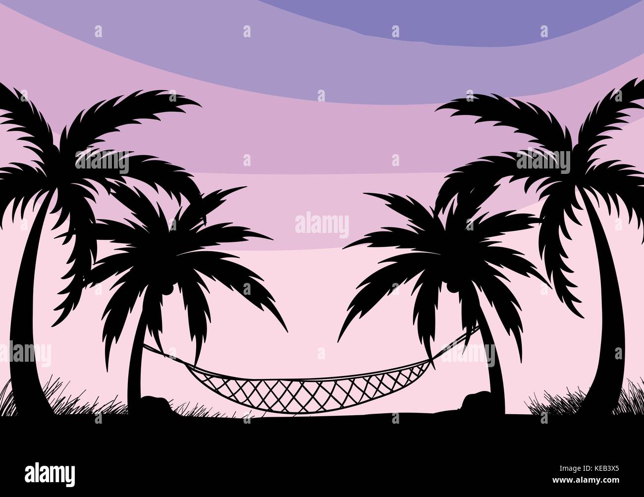 Silhouette scene with palm trees and net Stock Vector Image & Art - Alamy