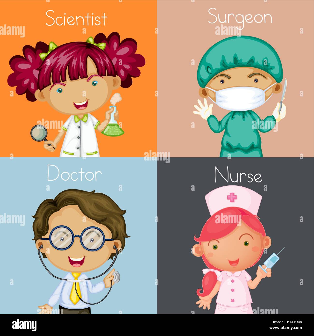 Illustration of four different occupations Stock Vector Image & Art - Alamy