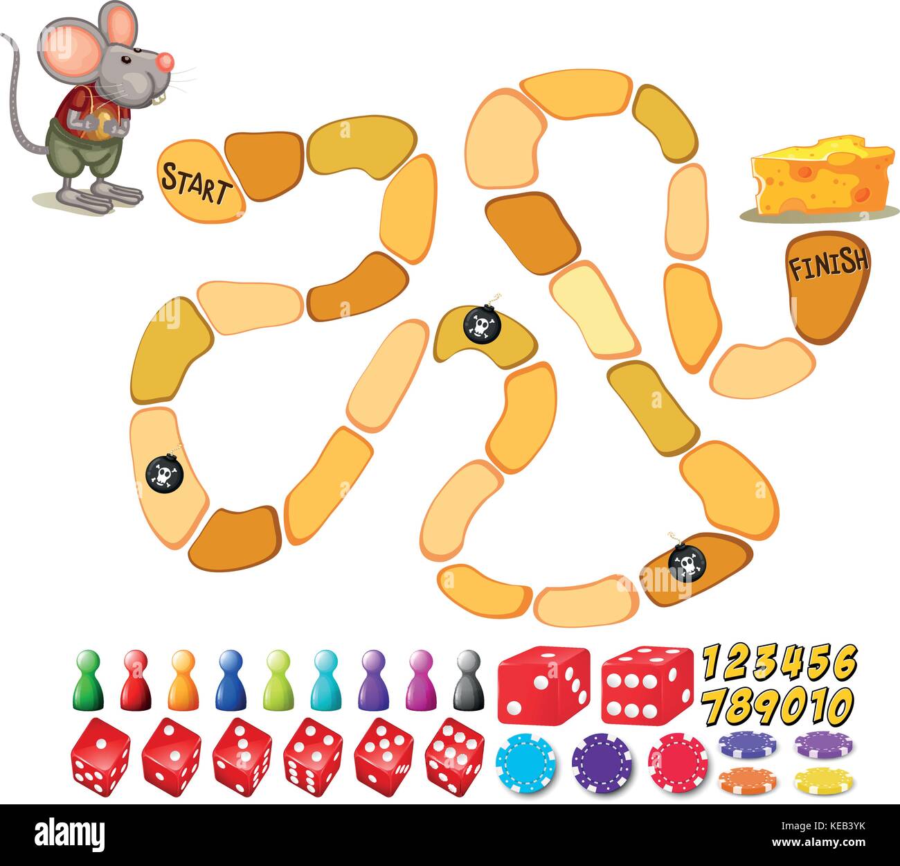 Illustration of a boardgame template with a mouse Stock Vector Image ...