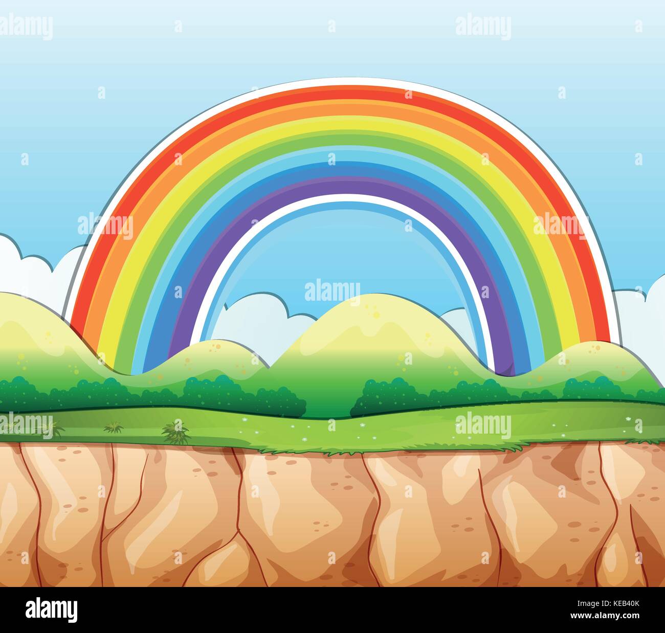 Cliff with rainbow over the mountain Stock Vector Image & Art - Alamy