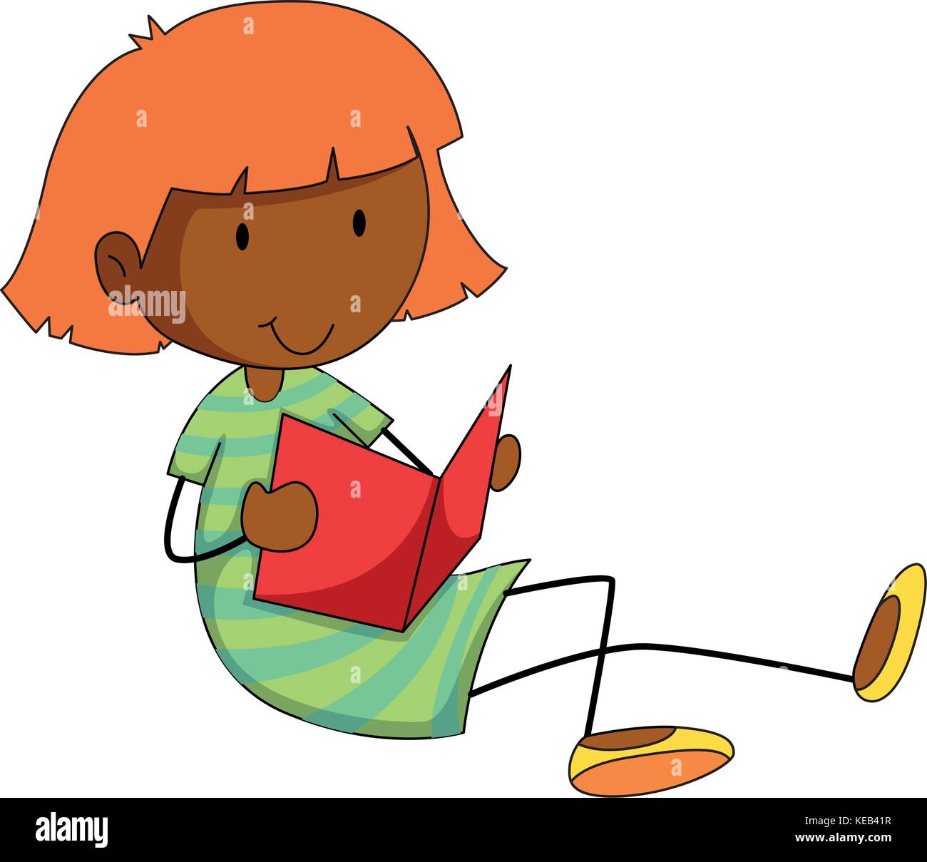 Happy Girl Reading Storybook Alone Stock Vector Image And Art Alamy
