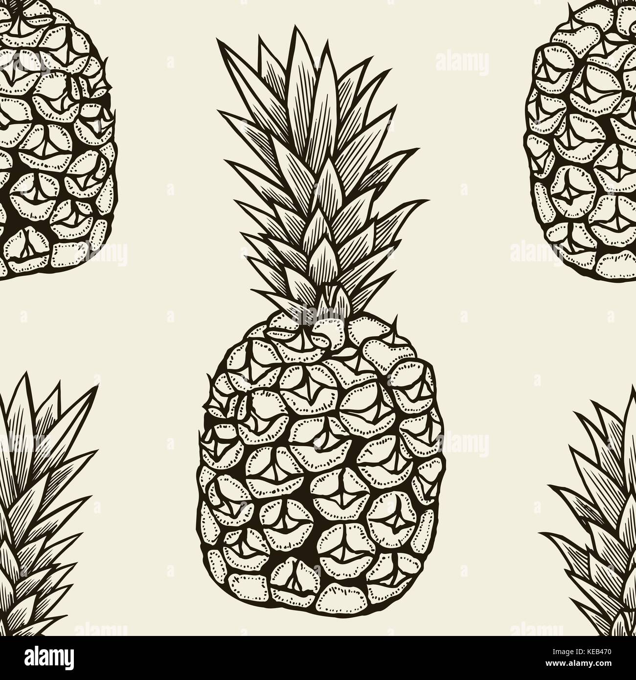 seamless pattern with pineapple. hand drawn vector illustration Stock ...